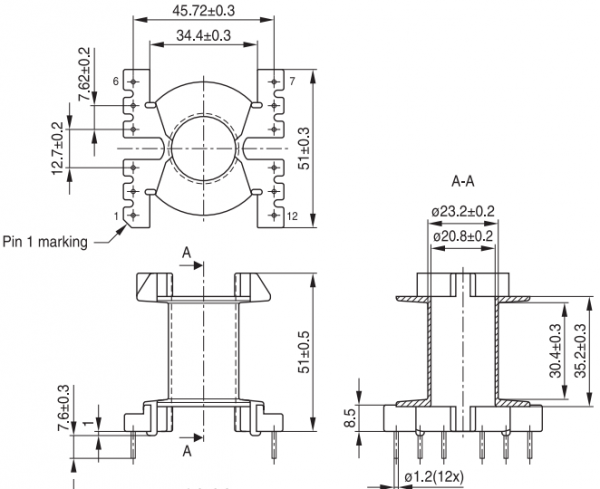 هسته فریت PQ 50/50 - افرا صنعت